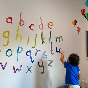 Lowercase Rainbow Watercolor Letters Fabric Wall Decal - Etsy