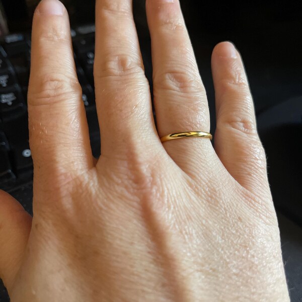 14k Gold 4mm Thin Wedding Band, Wedding Ring for Women, Thin Stacking ...