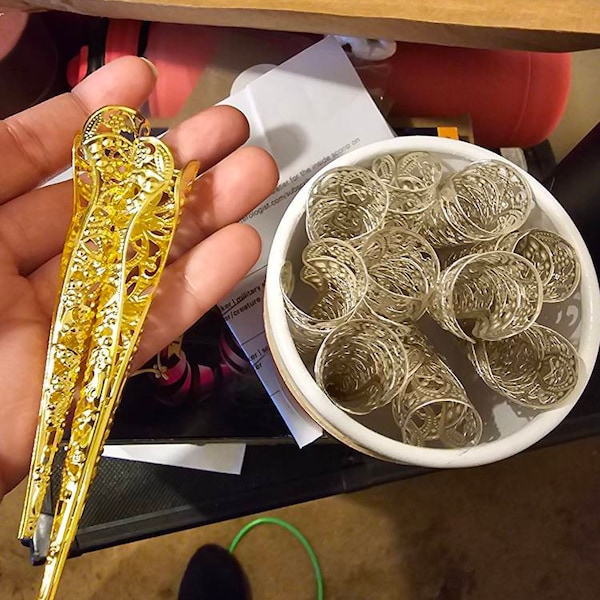 JUMBO Goddess Hair Beads— Gold Braid Locs Wicks Hair Jewelry ...