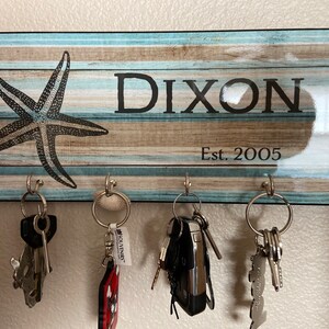 Beach House Key Holder for Wall, Personalized Key Hanger, Starfish ...