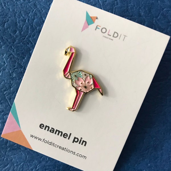 Origami Flamingo Enamel Pin: Flamingo Gifts, Bird Gifts Flamingo Lapel ...