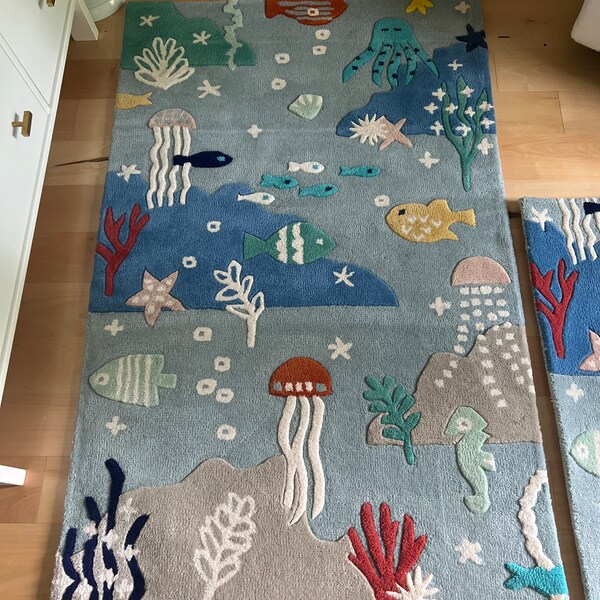 Under the Sea Design Rugs Hand-tufted 100% Wool Handmade Area Rug ...