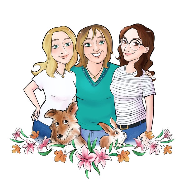 My Cartoon Group Portrait - A Cute Stylized Portrait From Photos of ...