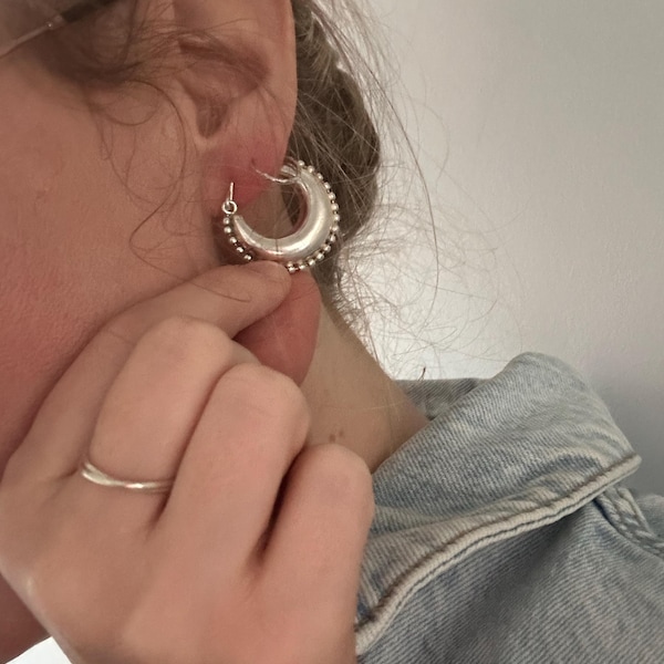 Evil Eye 14k Gold Hoops Sterling Silver 925 Earrings / Hypoallergenic Jewellery / Delicate ...