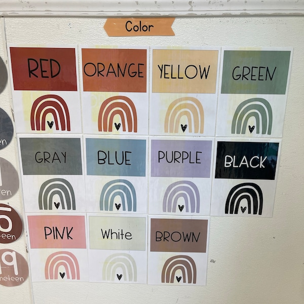 BOHO RAINBOW Numbers 1-10 Posters | Neutral Rainbow Classroom Decor ...