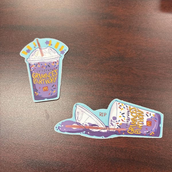 Grimace Birthday Shake Matte Sticker - Etsy