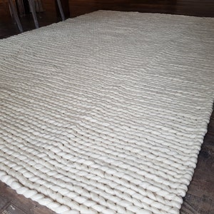 The Indoor Store Hand Knitted Chunky Wool Area Rug Light - Etsy