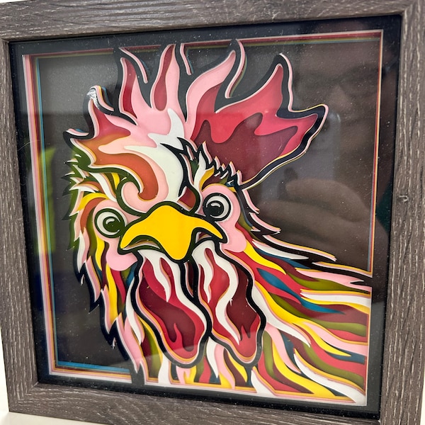 Peeking Rooster 3D Layered SVG for Cardstock/ Colorful Chicken ...