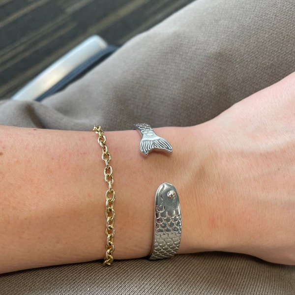 Cape Cod Fish Bracelet - Solid 925 Silver & Real 14k Gold Eye - Cape ...