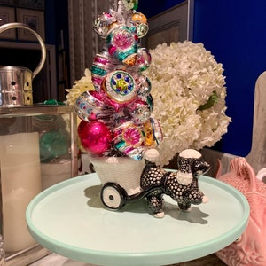 Vintage Relpo Christmas Santa Sleigh Planter, Tree Filled With Vintage ...