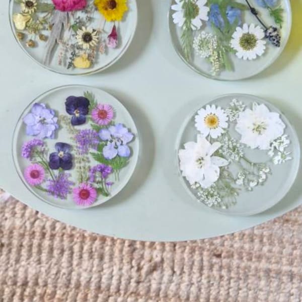 Natural Flowers Coasters,colorful Pressed Real Flowers Outdoor Coasters ...