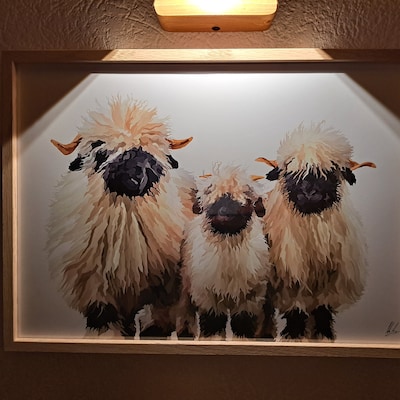 Valais Blacknose Sheep Painting Valais Blacknose Sheep Art Print Sheep ...
