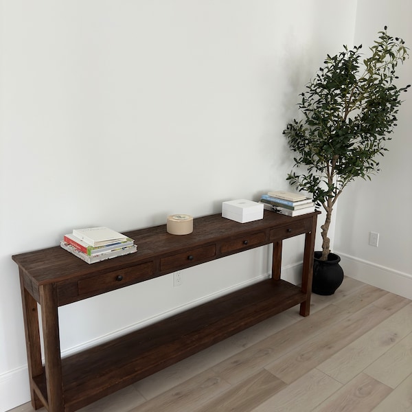 Rustic Reclaimed Wood Console Table: Farmhouse Entryway Table With ...