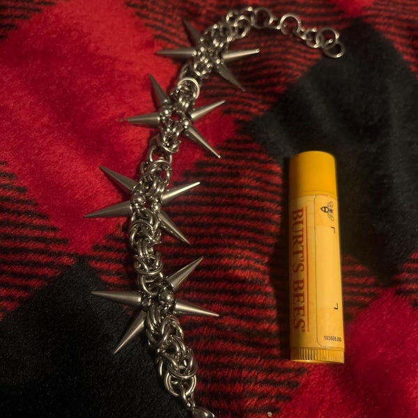 PIERCED 2 Stainless Steel Chainmaille Choker Necklace Goth Alternative ...