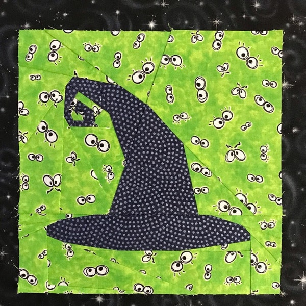 Witch's Hat Foundation Paper Pieced FPP Quilt Block Pattern ...