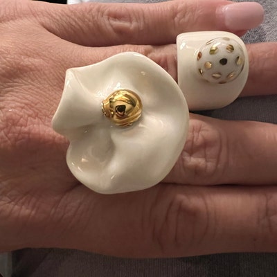 18mm 8US Matte Blue Wavy Porcelain Ring - Etsy