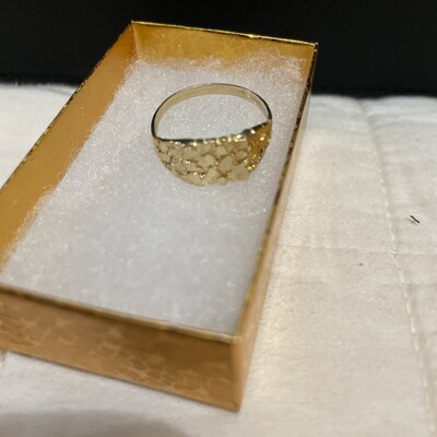 10k Gold Bubble Initial Letter Ring, Nugget Initials, Nugget Letter Ring, Yellow Gold Initial ...