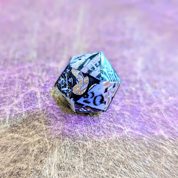 Patchwork Circus - Dnd Single D20 - Sharp Edge Polyhedral Handmade ...