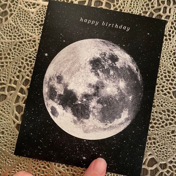 Moon Birthday Card • Gift for Friend • Space Birthday Card - Etsy