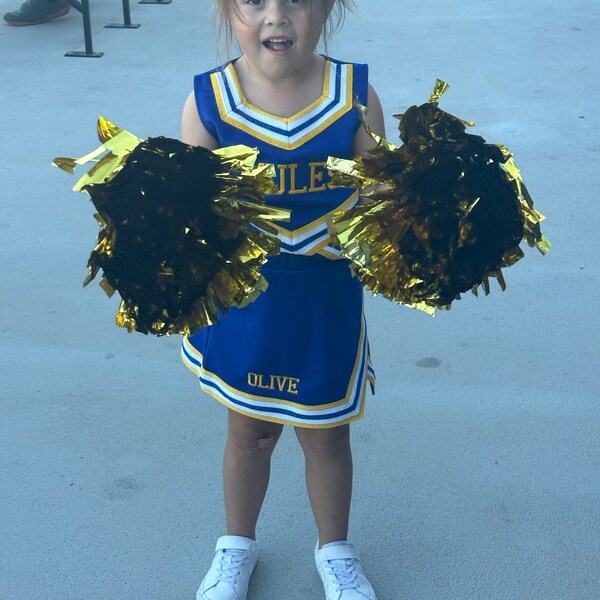Blue & Gold Cheer Uniform, Blue and Yellow Cheerleading Uniform, Girls ...