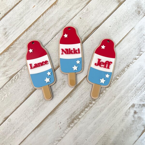 Personalized Patriotic Popsicle Basket Name Tags Laser Cutting File ...
