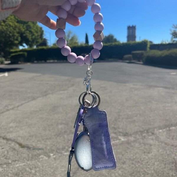 Beaded Wristlet Keychain, Silicone Wristlet, Bracelet Key Ring, Boho ...