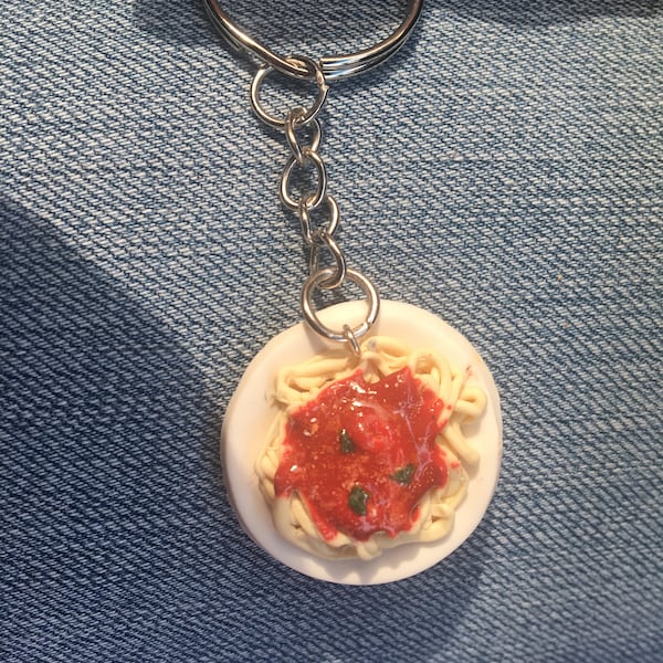 Spaghetti Keychain // Polymer Clay Food // Clay Keychain, Novelty ...