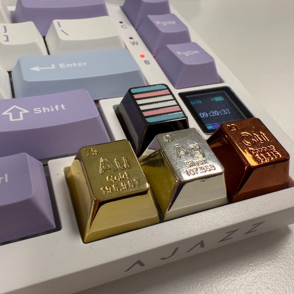 Geometry Alpha Metal Artisan Keycap - Iridescent Anodized Rainbow ...