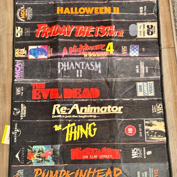 Retro Movies, VHS Films, Horror, Modern Rug, Colorful Rug, Art Rug ...