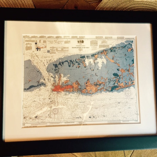 Florida Keys Nautical Chart Art Print: Coastal Map for Beach House ...