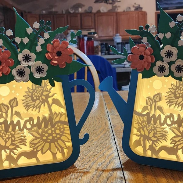 Mom Shadow Box SVG - Flower Vase Lantern PDF, SVG for Cricut Projects ...