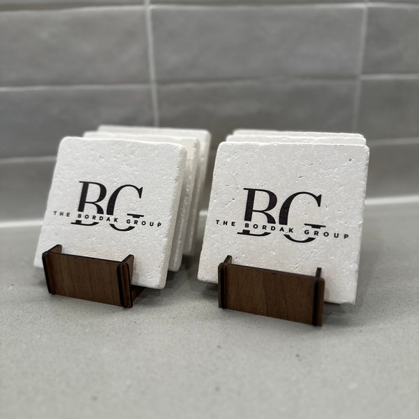 Custom Logo on Stone Coasters, Personalized Coaster, Personalized Gift ...