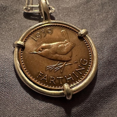 UK Coin Jewelry With Vintage George VI or Elizabeth II Farthing Bird ...