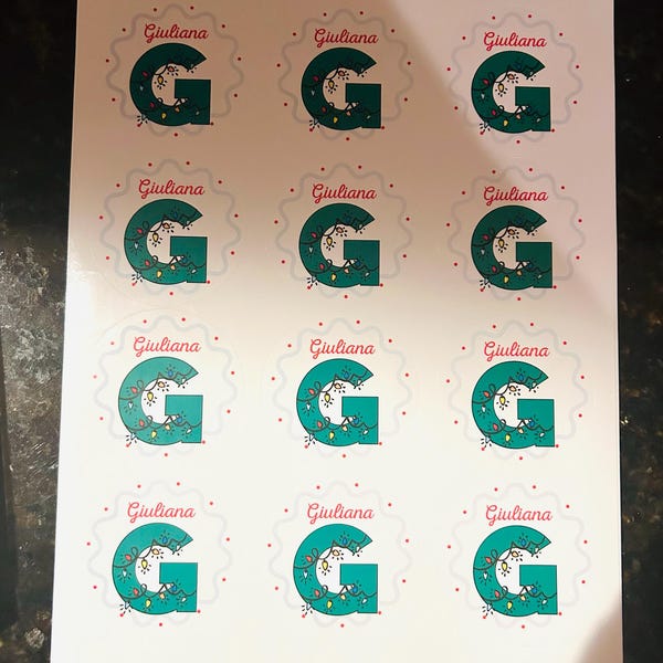 Personalized Christmas Name Tags, Kids Xmas Lights Gift Tags, Custom ...