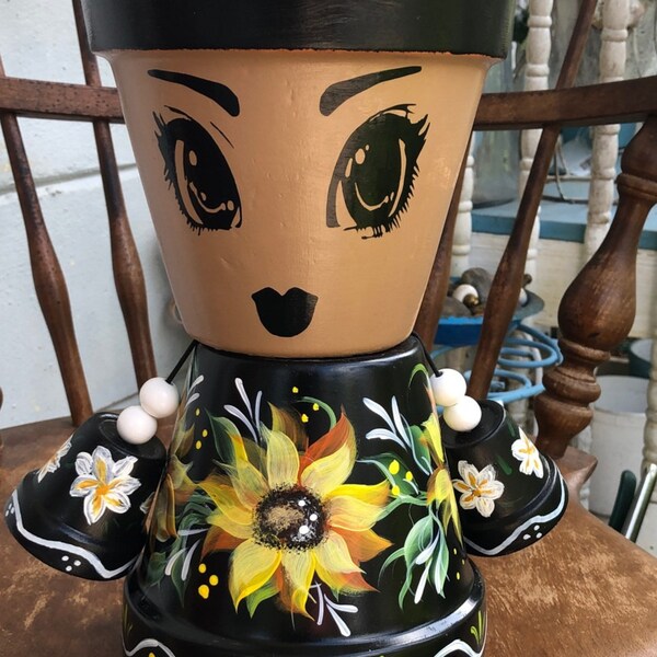 Terracotta 6" Flower Pot Sunflowers, Handpainted, Homemade, Unique ...