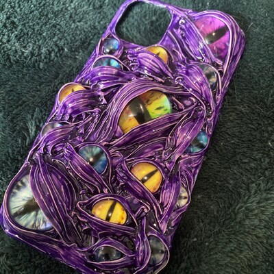 Handmade iPhone Case Glow in the Dark Purple Venom Cat Eyes Handmade ...