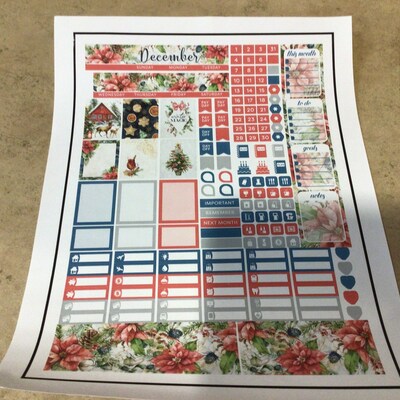 DECEMBER Monthly Stickers Kit, Printable Mini Happy Planner Stickers ...