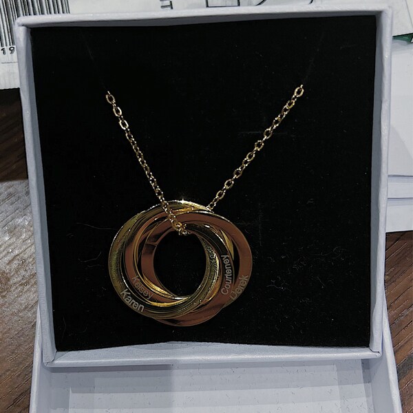 Multiple Linked Ring Necklace, Two Three Four Five Interlocking Circle ...