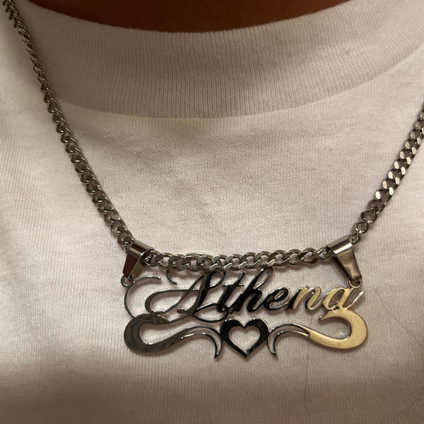 14K Gold Filled Name Name Necklace, Custom Name Necklace, Cuban Name ...