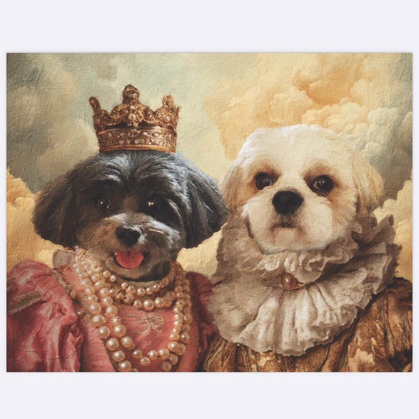 Queen Pet Portrait, Custom Digital Pet Art, Personalized Royal Pet ...