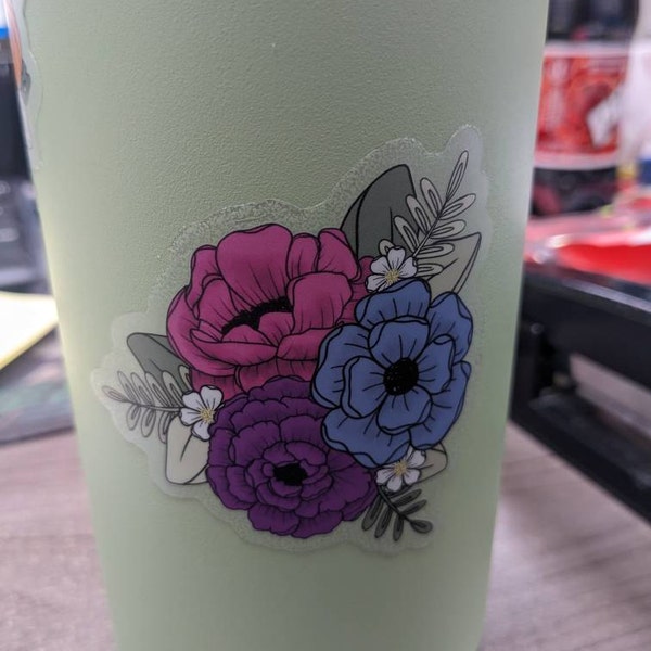 Bisexual Floral Clear Sticker 2.8x3in Flower Sticker Waterproof ...
