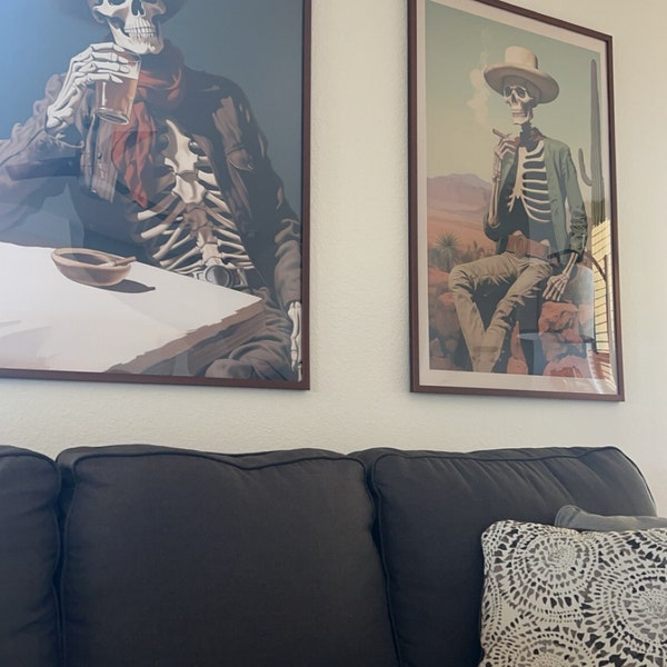 Bony Bandit / Retro Skeleton Cowboy Art, Western Wall Art, Cowboy Retro ...