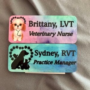 Vet Tech Name Tag, Magnetic Name Badge, Personalized Custom ID Tag for ...