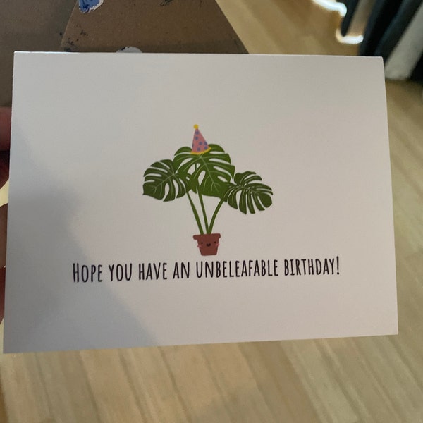 An UNBELEAFABLE Birthday - Monstera Greeting Card, Birthday Card ...