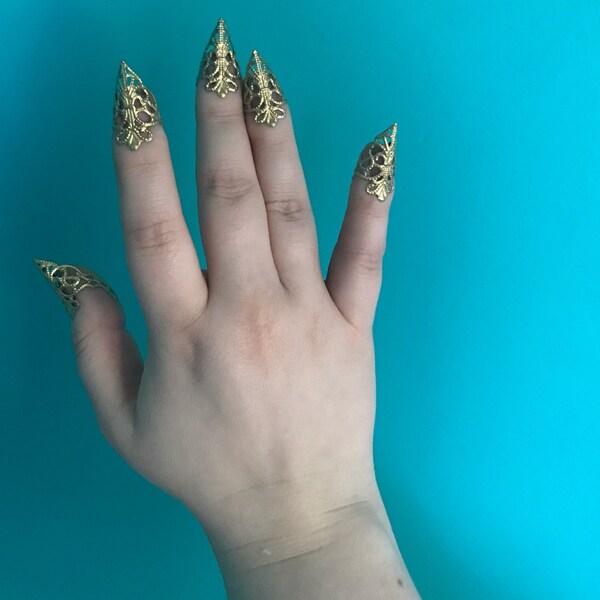 Gold Dragon Claws // Nail Armor // Set of 5 - Etsy
