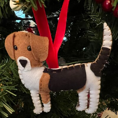 Custom Beagle Christmas Decoration Personalised Felt Dog Ornament Gift ...