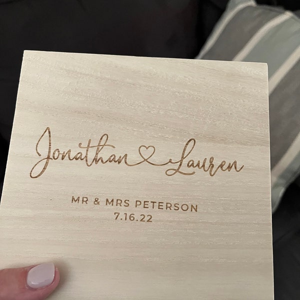 Engraved Heart Couple Keepsake Box, Personalised Wooden Wedding Memory ...