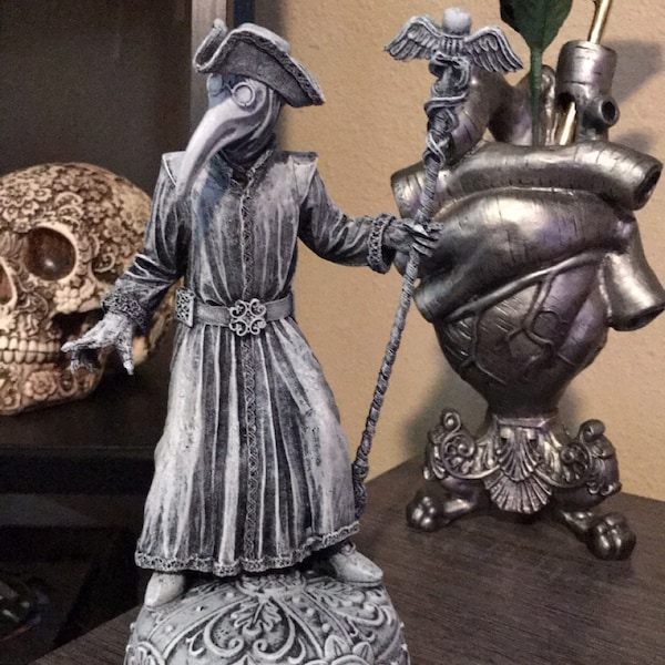 Venetian Plague Doctor Statue, Hand Painted Resin Sculpture | Gothic ...