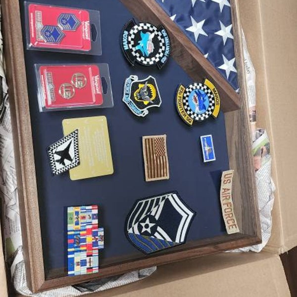 Shadowbox (one Flag), Flag Display, Military Shadow Box, Air Force, Army, Coast Guard, Navy ...
