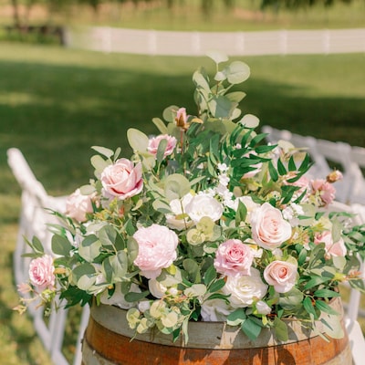 Boho Bridal Bouquet, Blush Pink and Blue Wedding Bouquet, Wedding ...